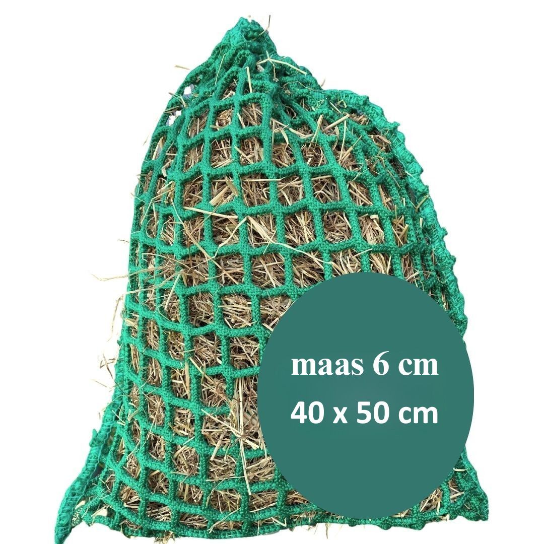 Slowfeeder Hooinet snacknet – 40×50 cm – Maas 6 × 6 cm – met Sluitkoord ...